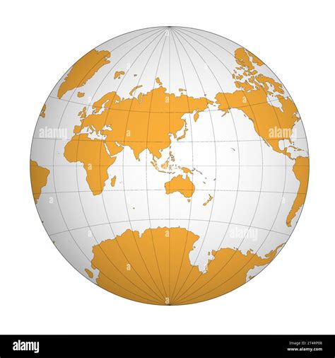 Simplified Map Of World In The Circle Focused On Asia And Australia
