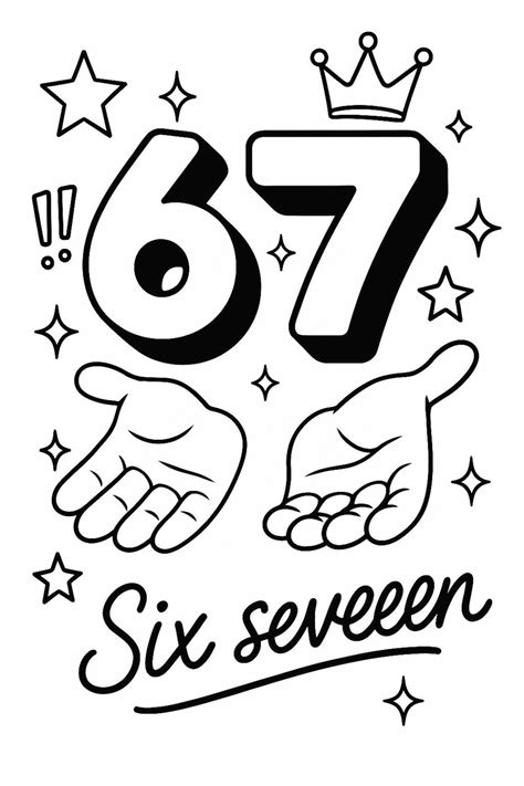 67 Coloring Page Six Seven Printable Funny Number Coloring Page