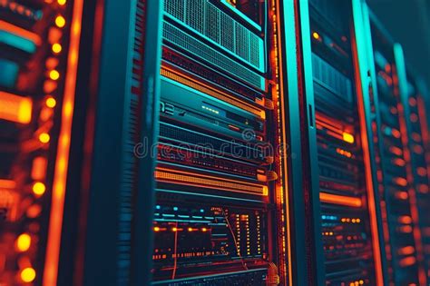 Data Center Servers Glowing Network Technology Stock Illustration Illustration Of