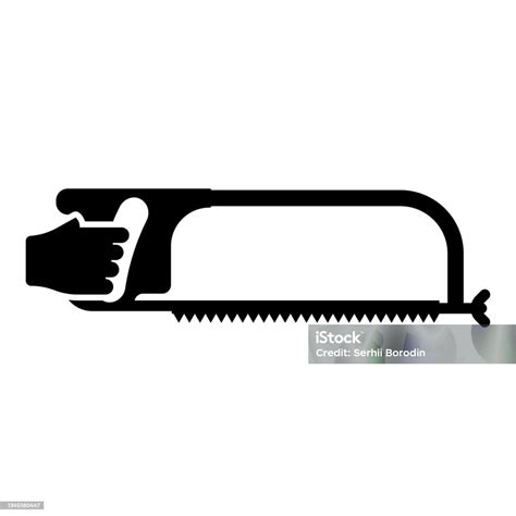 손에 금속에 대한 쇠톱 수동 톱 공구 절단 아이콘 블랙 컬러 벡터 일러스트 플랫 스타일 이미지 강철에 대한 스톡 벡터 아트 및 기타 이미지 Istock