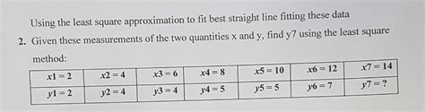 solved using the least square approximation to fit best