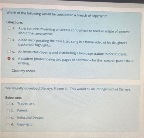 Solved Which of the following would be considered a breach | Chegg.com