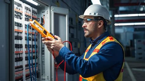 Premium Photo Electrician Engineer Work Tester Measuring Voltage And Current Of Power Electric
