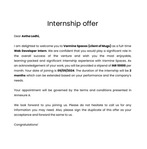 Astha Lodhi On Linkedin Offerletter Internship Webdevelopment Professionalgrowth Excited