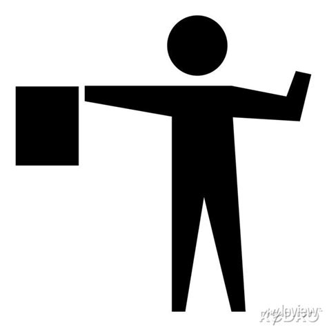 Flagger Ahead Symbol Sign Isolate On White Backgroundvector • Wall