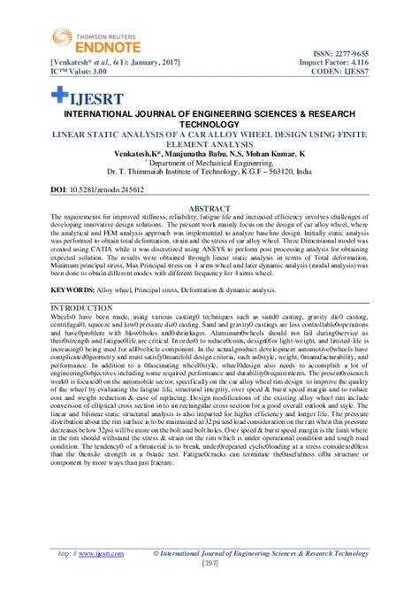 Pdf Linear Static Analysis Of A Car Alloy Wheel Design Using Finite