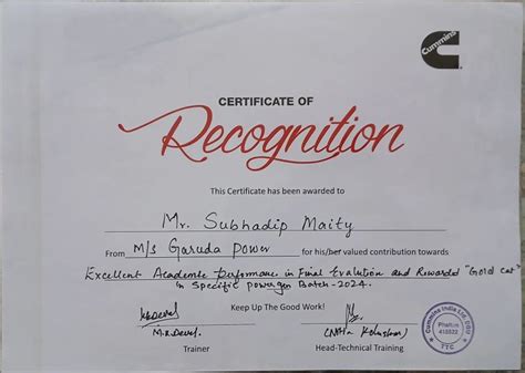 Subhadip Maity On Linkedin Successfully I Completed Power Gen 1st Batch Hhp Training And Got Gold