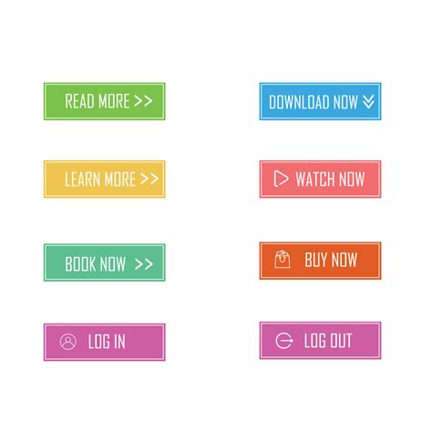 Set Of Trendy Colourful Button For Web Mobile App Template Navigation Button Menu 10604076