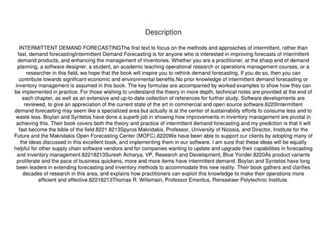Ppt Download Intermittent Demand Forecasting Context Methods And