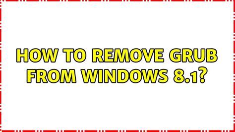 How To Remove GRUB From Windows YouTube