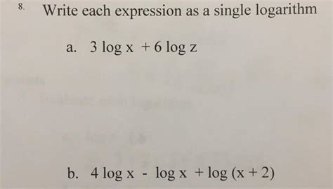 Solved Write Each Expression As A Single Logarithm A Chegg