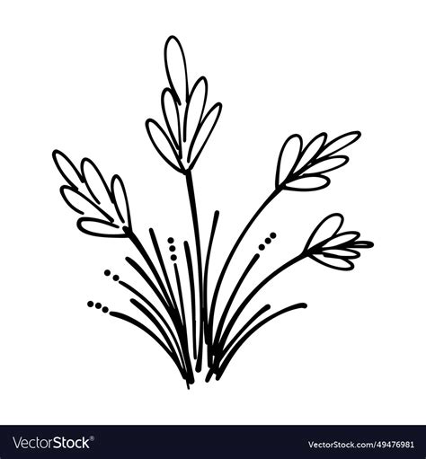 Grass Icon Hand Drawn In Sketch Brush Style Vector Image