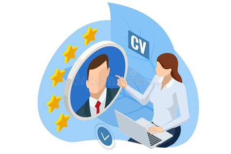 Isometric Cv Hiring And Recruitment Concept For Web Page Banner Presentation Job Interview