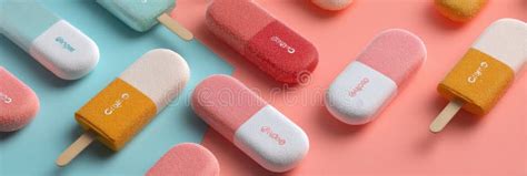 Frosty Texture Popsicles With Modern Branding Arranged On A Clean