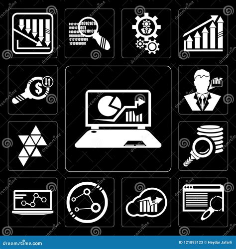 Set Of Laptop With Analysis Data Analyser Cloud Analytics Interface
