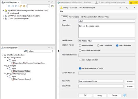 enable file folder widget to choose local files folders feedback