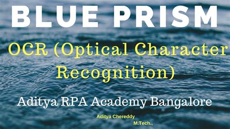 Blueprism Optical Character Recognition Ocr Aditya Rpa Academy Bangalore Btm Layout Youtube