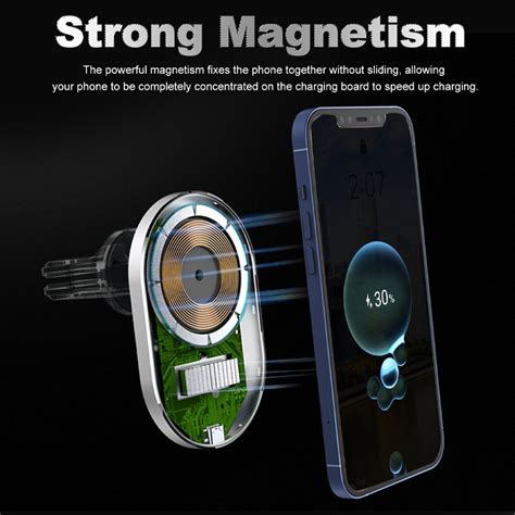 Incarcator Auto Magnetic Wireless W Square Design Ventilation Clip Quickly Charge Strong