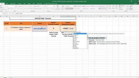 Excel Basic Nested Find Function Simple Tutorial Youtube