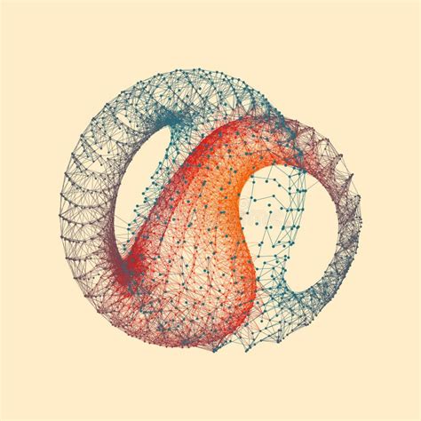 Object With Dots Molecular Grid 3d Technology Style With Particle