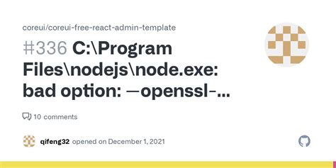 C Program Files Nodejs Node Exe Bad Option Openssl Legacy Provider Issue Coreui