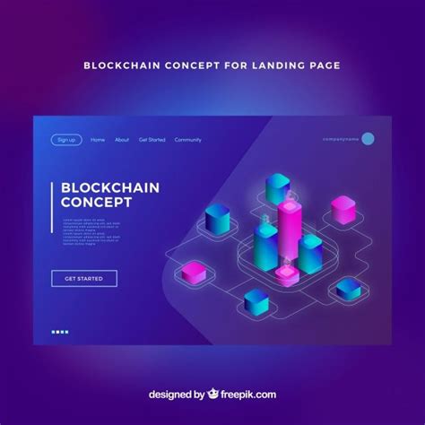 Premium Vector Blockchain Concept For Landing Page Landing Page Blockchain Web Template Design
