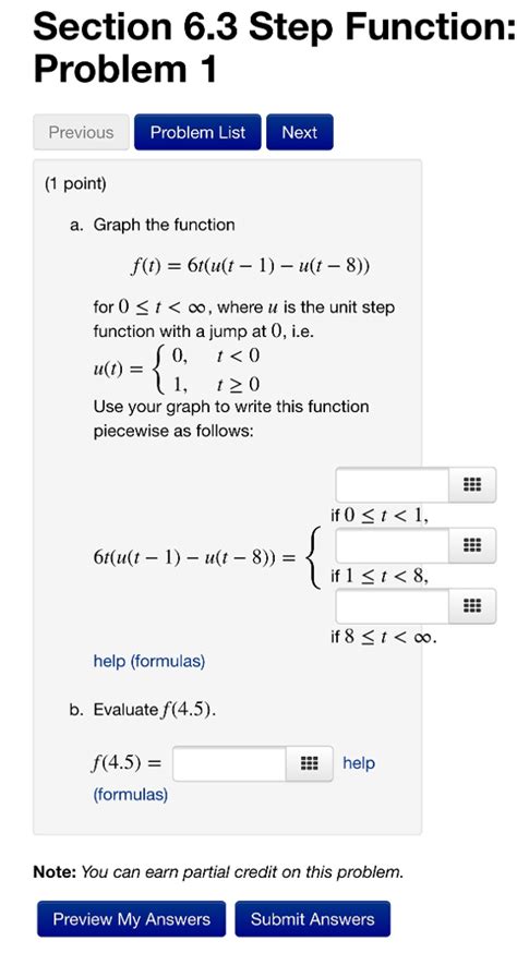 Solved Section 63 Step Function Problem 1 Previous Problem