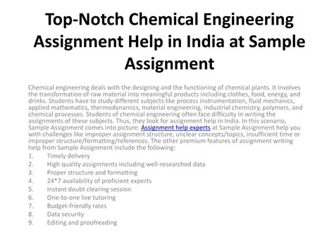 Ppt Top Notch Chemical Engineering Assignment Help In India
