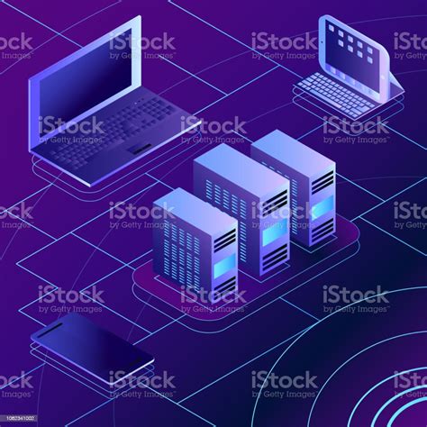 Modern Cloud Services And Cloud Computing Elements Isometric Concept