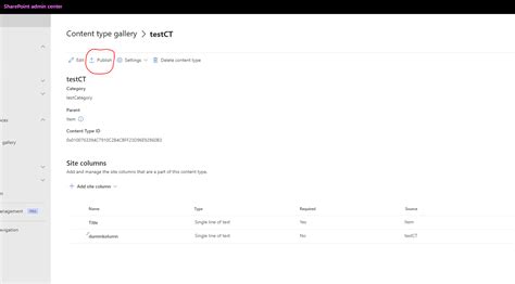 sharepoint online problem after push content type to site hub