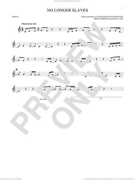 No Longer Slaves Sheet Music For Violin Solo Pdf Interactive