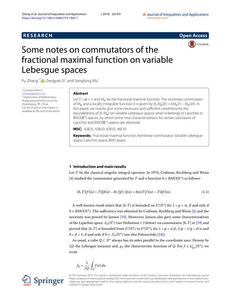Pdf Some Notes On Commutators Of The Fractional Maximal Function On Variable Lebesgue Spaces