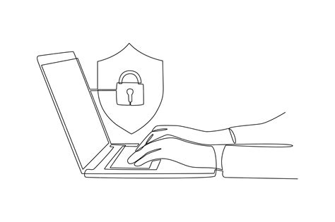 Premium Vector One Continuous Line Drawing Of Digital Security Concept Doodle Vector