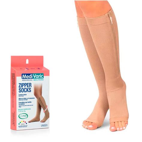 Unisex Zipper Knee High Compression Socks With Open Toe New Wave Regenerative Aesthetic Solutions