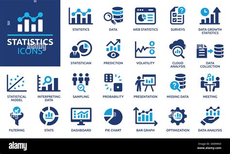 Statistics Icon Set Containing Data Web Statistics Survey Prediction Presentation Cloud