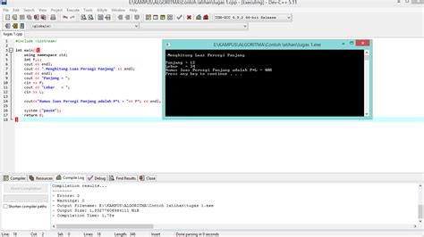 Coding Informatika Program C Menghitung Luas Persegi Panjang