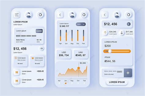 Finance Services Concept Neumorphic Templates Set Mockup Template