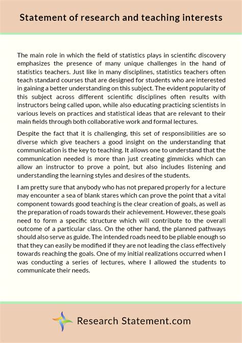 Sample Statement Of Research And Teaching Interest By Researchstatement74 On Deviantart