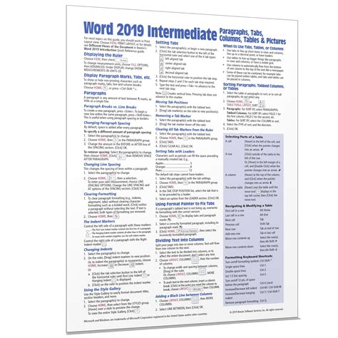 excel 2019 quick reference training guide cheat sheet beezix