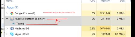 how to remove java tm se binary from task manager and show swing