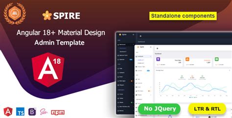 Spire Angular 18 Material Design Admin Dashboard Template By Redstartheme