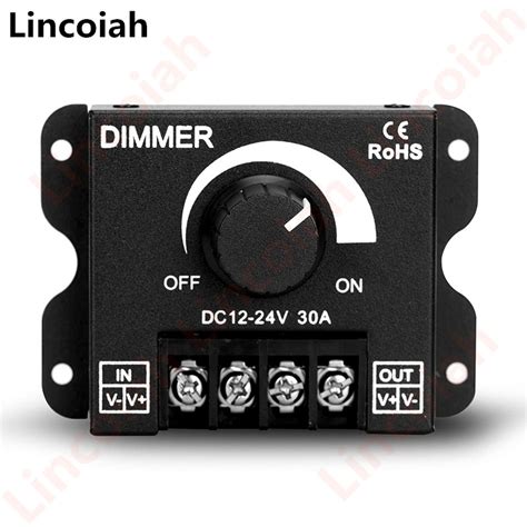Dc 12v 24v Led Dimmer Switch 30a 360w แรงดันไฟฟ ้ าควบคุมปรับสําหรับ 5050 Led Strip Light โคมไฟ