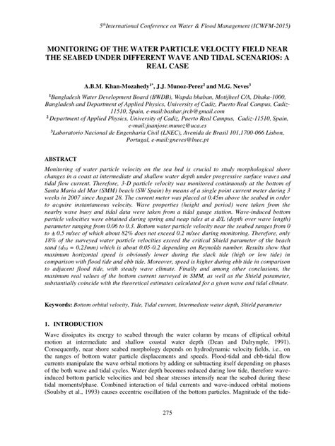 Pdf Monitoring Of The Water Particle Velocity Field Near The Seabed