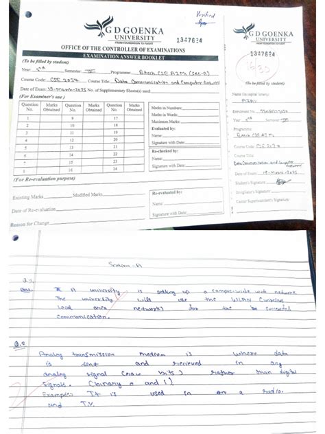 Computer Network Answersheet Pdf