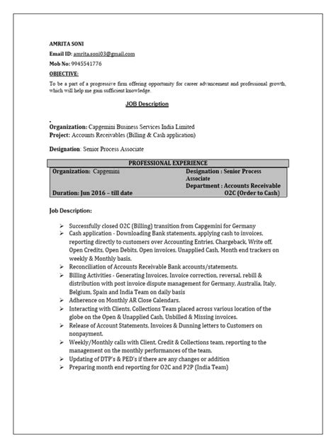 Amrita Soni Resume Pdf Accounts Payable Invoice