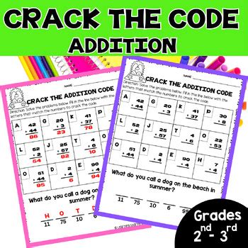 Summer Crack The Code Math Addition And Subtraction By Learning Sharpener