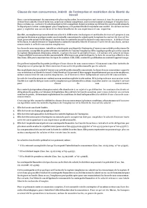 Pdf Clause De Non Concurrence
