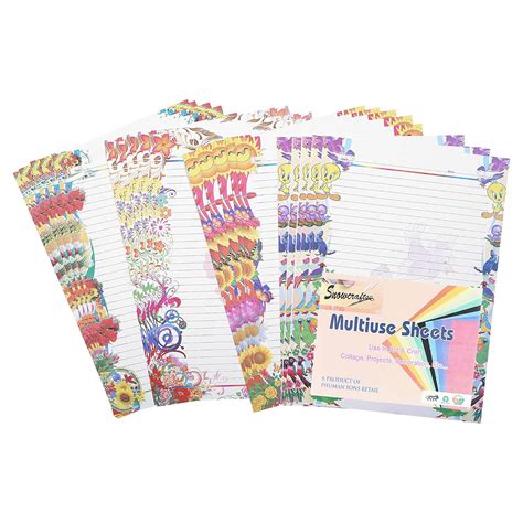 Snow Crafts A4 120 Gsm One Side Ruled Designer Sheets For Project