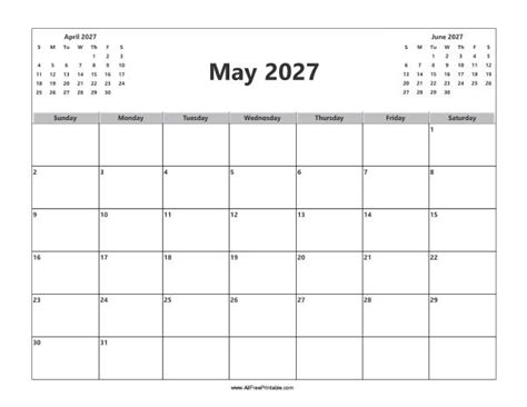 May 2027 Calendar Free Printable