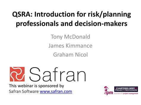 Apm Qsra Webinar Introduction For Risk And Planning Professionals And